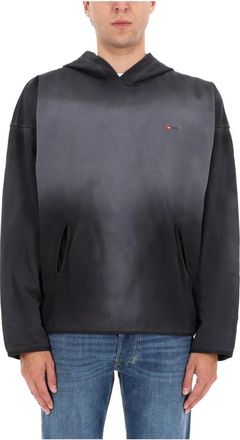 Diesel Homme, Sweatshirts et sweats &agrave; capuche, Noir, Taille: M Sweat &agrave; capuche d&eacute;lav&eacute; avec micro logo