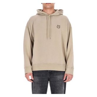 Maison Kitsun&eacute; Fox Head Oversize Hoodie - - Sweatshirts & Hoodies - Herren - Beige - L