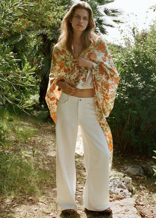 Mango Jean large taille normale blanc - Femme - 32 - MANGO