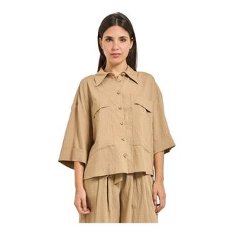 Yes-Zee YES Zee, Femme, Blouses et Chemises, Beige, Taille: 36 FR Chemise &agrave; poches avant