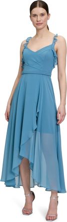 Vera Mont Damen Abendkleid mit Volant 38, Shiny Bluestone