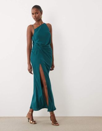Asos Maxikleid mit Tr&auml;gern und Drapierung in Gr&uuml;n