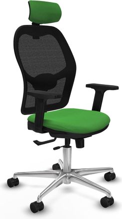 Piqueras y Crespo Ergonomischer Computerstuhl mit 2D-Armen, h&ouml;henverstellbarer Lendenwirbelst&uuml;tze und h&ouml;henverstellbarem Kopfteil, Schwarz / Gr&uuml;n