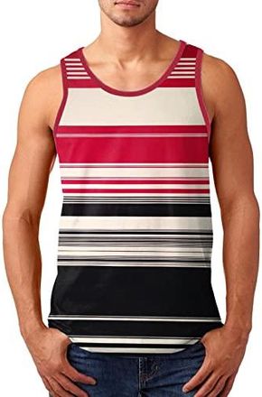 Generic D&eacute;bardeurs ray&eacute;s pour hommes &eacute;t&eacute; ray&eacute; d&eacute;contract&eacute; haut de plage chemise mode sport sans manches chemise de plage tops l&acirc;che d&eacute;bardeur chemise, Rouge, 