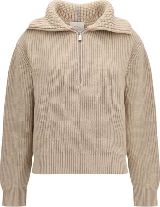 Malo Kaschmir Pullover mit Stehkragen und Rei&szlig;verschluss - - Knitwear - Damen - Beige - 2XS