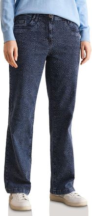 Cecil Damen B378661 Wide Leg Bouclé-Look Jeans, Mid Blue Wash, 29W / 32L EU