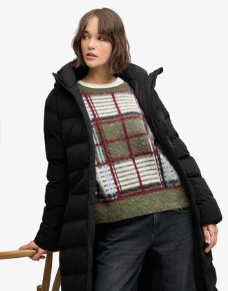 Superdry City Longline-Mikrofaserjacke in Schwarz