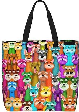 Generic Chiens Schnauzer Mignons &Agrave; LHuile Sac Fourre Tout Imperm&eacute;able Sacs De Courses R&eacute;utilisable Sac A Main Femme Pour Travail Shopping Quotidienne