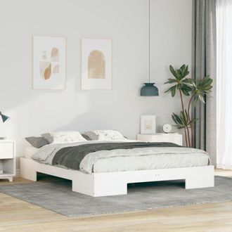 vidaXL Vidaxl - Cadre de lit sur&eacute;lev&eacute; avec stockage Blanc Bois massif en pin
