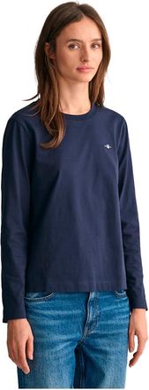 GANT Damen REG Shield LS T-Shirt, Evening Blue, X-Large