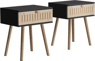 Vicco Table de nuit Holk, anthracite/pin, 40x47cm Lot de 2