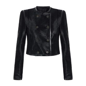 Elisabetta Franchi Boxy Leather Jacket - - Jackets - Damen - Schwarzk - XL