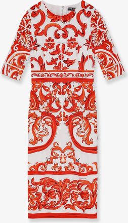 Dolce & Gabbana Silk long dress with Maiolica print - DOLCE & GABBANA - gender_Woman