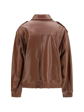 Arma Womens Astra Vegetal Leather Jacket Dark Copper Lamb Ovis Aries