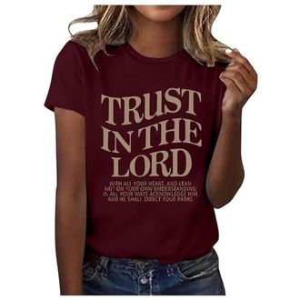 Generic T-shirt &laquo; Going Out Trust in The Lord &raquo; pour femme - Graphique 2025 - Coupe ample - Haut de sport d&eacute;t&eacute; - T-shirt d&eacute;contract&eacute; tendance religieux mignon