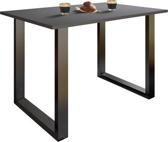 VCM Holzesstisch/H. 76 x B. 110 x T. 80 cm/hochwertiges und massives Fußgestell/Füße aus Eisen/Küchentisch - Xona U