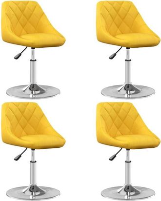vidaXL Chaises pivotantes &agrave; manger lot de 4 jaune moutarde velours vidaXL