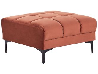 Beliani Ottomane Samtstoff hell rot rechteckig 88 x 80 cm Fu&szlig;ablage Alnes