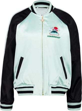 Casablanca Femme, Vestes, Vert, Taille: 40 FR Veste Bomber en Satin Brodé