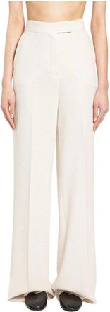 Max Mara Femme, Pantalons, Blanc, Taille: 36 FR Pantalon en Piqu&eacute; de Laine