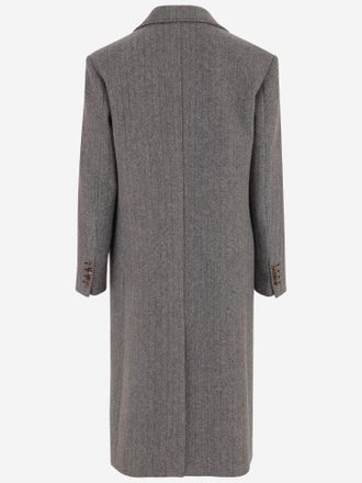 Valentino Mens Single-Breasted Virgin Wool Coat White-Black White/black