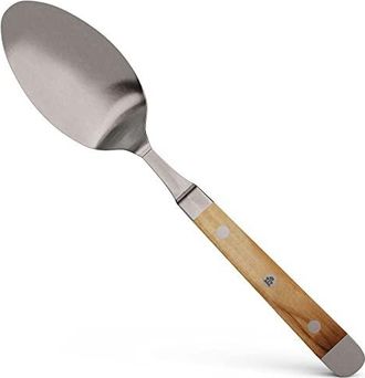 Gude Solingen - Tafellöffel geschmiedet, 9 cm, Olivenholz, ALPHA OLIVE, Doppelkropf, Handmade Germany