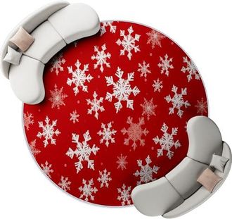 Generic Rouge Tapis de Salon Rond 100 cm, No&euml;l F&ecirc;tes Flocons De Neige Tapis Chambre Antid&eacute;rapant Lavable, Ne Perd Pas Ses Poils Moelleux Moquette pour Chambre