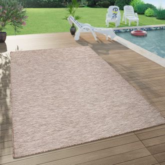 Paco Home Outdoor Teppich Balkon Terrasse Pastellfarben Flachgewebe Gartenteppich Modern, Grösse:140x200 cm, Farbe:Beige