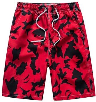Generic Maillot de bain pour homme Short de bain d&eacute;t&eacute; pour homme Short imprim&eacute; avec poche &agrave; cravate, rouge, 4XL