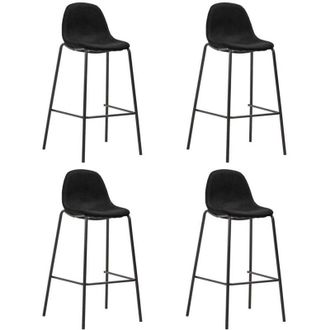 vidaXL Vidaxl - Lot de 4 tabourets de bar noirs en tissu - Hauteur dassise 71 cm - Repose-pieds - Cadre m&eacute;tal enduit de poudre - Assemblage facile