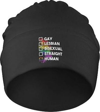 Generic Unisexe Bonnet &Agrave; Revers LGBT Gay Lesbienne Bisexuel H&eacute;t&eacute;ro Humain Bonnet dhiver Classique Bonnets De Ski Mode Hiver Chapeaux pour Ski Hiver Patinage