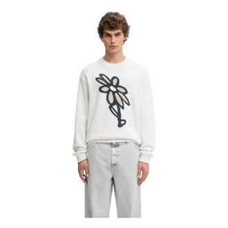 Maison Kitsun&eacute; Pullover mit abstraktem G&auml;nsebl&uuml;mchen-Intarsienmuster - - Knitwear - Herren - Wei&szlig; - M