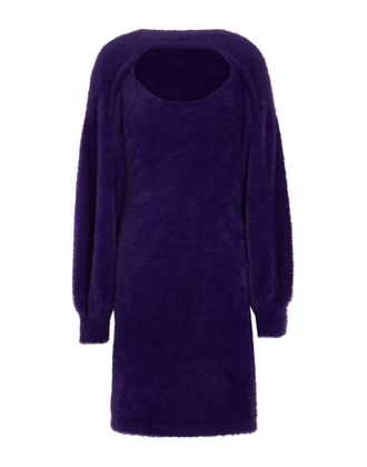 8 by YOOX FUZZY KNIT MOCK-NECK CUT OUT DRESS