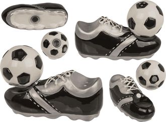 Out of the Blue Salz- & Pfefferstreuer, Fußball & Schuh, mit Magnet,11,5 x 7,5 x 5 cm, aus Dolomit, 2er Set im Geschenkkarton