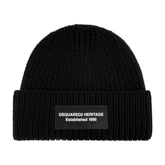 Dsquared2 Logo Patch Beanie - - Accessories - Herren - Schwarzk - ONE SIZE