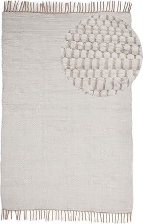 Carpetfine Tapis tissé à Plat Kilim Chindi Uni Couloir Blanc 160x230 cm | Tapis Moderne pour Le Salon et la Chambre à Coucher