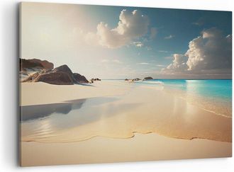 Arttor Bilder auf Leinwand 100x70cm Leinwandbild Wilder Strand Ozean Rand Groß Wanddeko Bild Schlafzimmer Küche Deko Wandbilder Dekoration Wohnzimmer Wall De