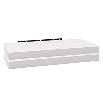 Woltu Étagère Murale, Étagère Suspendue, Étagère Flottante en MDF, Lot de 2, Blanc, pour Salon, Cuisine, Chambre, Salle de Bain etc RG9368ws-2