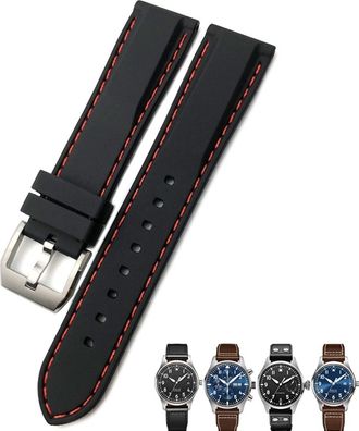 Generic 20mm 21 mm 22mm Gummi -Silikon Schwarz Blue Watchb&auml;nder f&uuml;r IWC Pilot 18 Uhren Sportgurt
