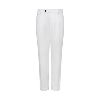 low brand Hosen mit Knopfverschluss und B&uuml;gelfalte - - Trousers - Herren - Wei&szlig; - W31