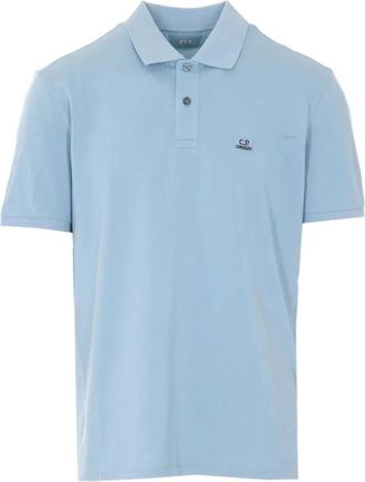 C.P. Company C.p. Company, Homme, Tops, Bleu, Taille: 2XL Polo Manches Courtes en Piqu&eacute; Stretch