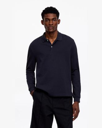 Arket Poloshirt Aus Baumwoll-Pikee -Blau