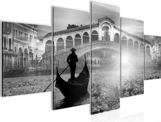 Runa Art Wandbilder Venedig Italien 5 Teilig Bild auf Vlies Leinwand Deko Wohnzimmer Schlafzimmer Stadt Schwarz Weiss 006652c