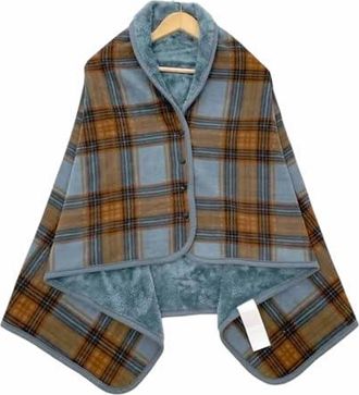 Generic Poncho Femme Hiver Chaud Chale Femme Hiver Chaud Cape Femme Effet enveloppant Cape Fonctionnelle Flanelle Absorbante Style Japonais Plaid Confort