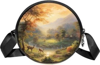 Generic Petit sac &agrave; bandouli&egrave;re Circle pour femme, petit sac &agrave; bandouli&egrave;re avec fermeture &eacute;clair, bretelles r&eacute;glables, sac &agrave; main rond d&eacute;contract&eacute; pour femmes