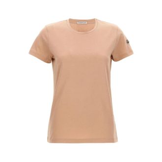 Moncler Rosa Baumwoll-Crew-Neck T-Shirt - - Tops - Damen - Rosa - M