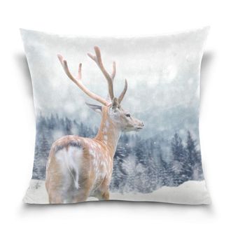 Linomo Kissenbezug 40x40 cm, Winter Tier Hirsch Dekorative Kissenbezug Kissenh&uuml;lle f&uuml;r Couch Sofa Bett Hause