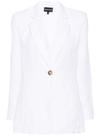 Emporio Armani blazer &agrave; revers crant&eacute; - Blanc