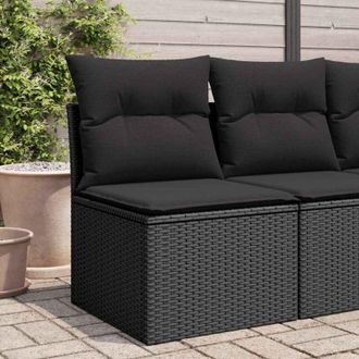 vidaXL Gartensessel ohne Armlehnen mit Kissen Schwarz Poly Rattan Vidaxl