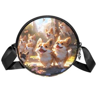 Generic Sac &agrave; bandouli&egrave;re rond pour femme, petit sac &agrave; bandouli&egrave;re avec fermeture &eacute;clair, bretelles r&eacute;glables, sac &agrave; main rond d&eacute;contract&eacute; pour femmes et fill